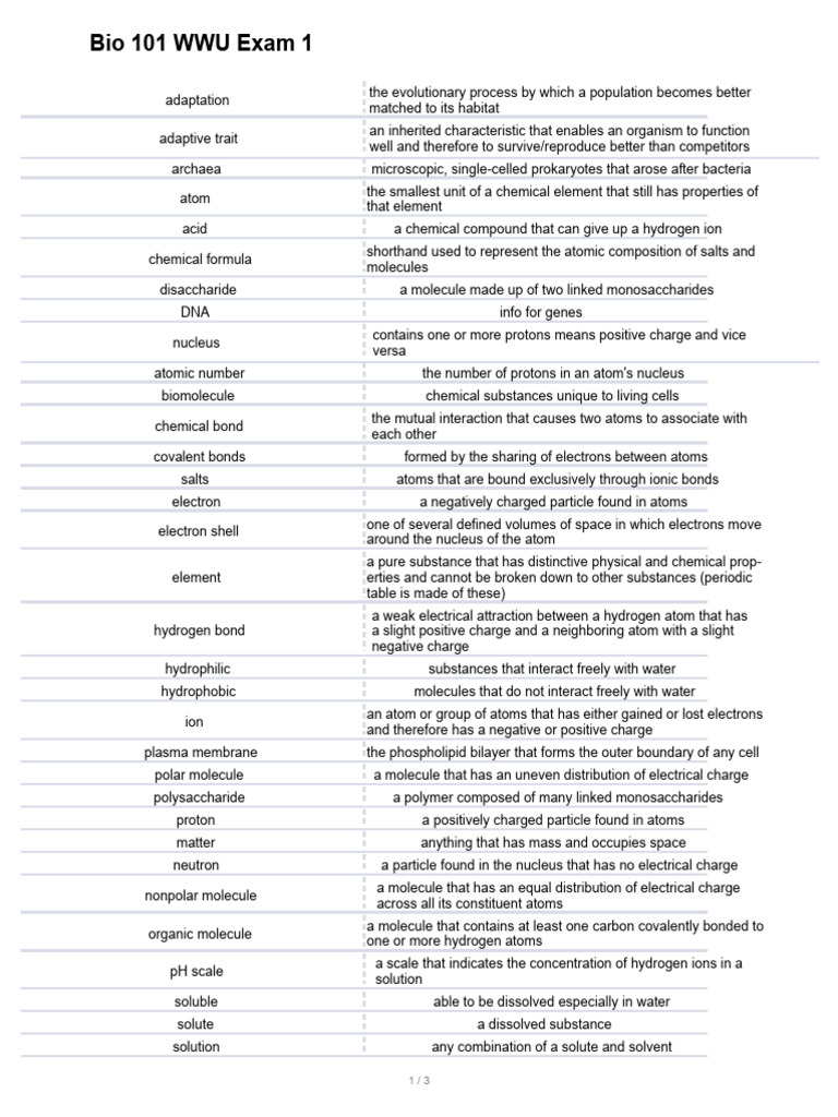 Bio Note Sheet | PDF | Atoms | Chemistry