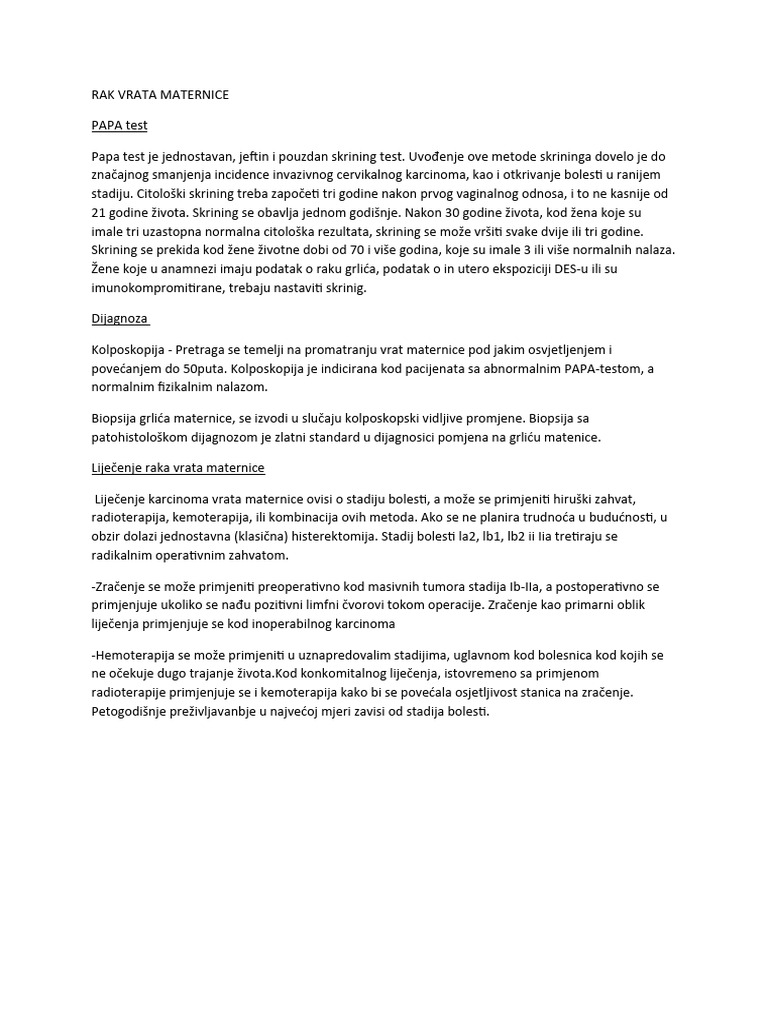 Rak Vrata Maternice | PDF