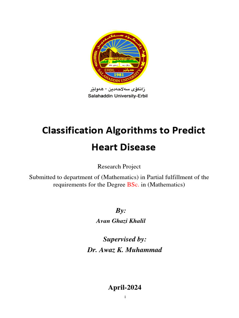 Classification Algorithms To Predict Heart Disease | PDF | Sensitivity And Specificity ...