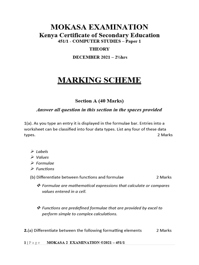 Computer Paper 1 Scheme | PDF | System | Computer Network