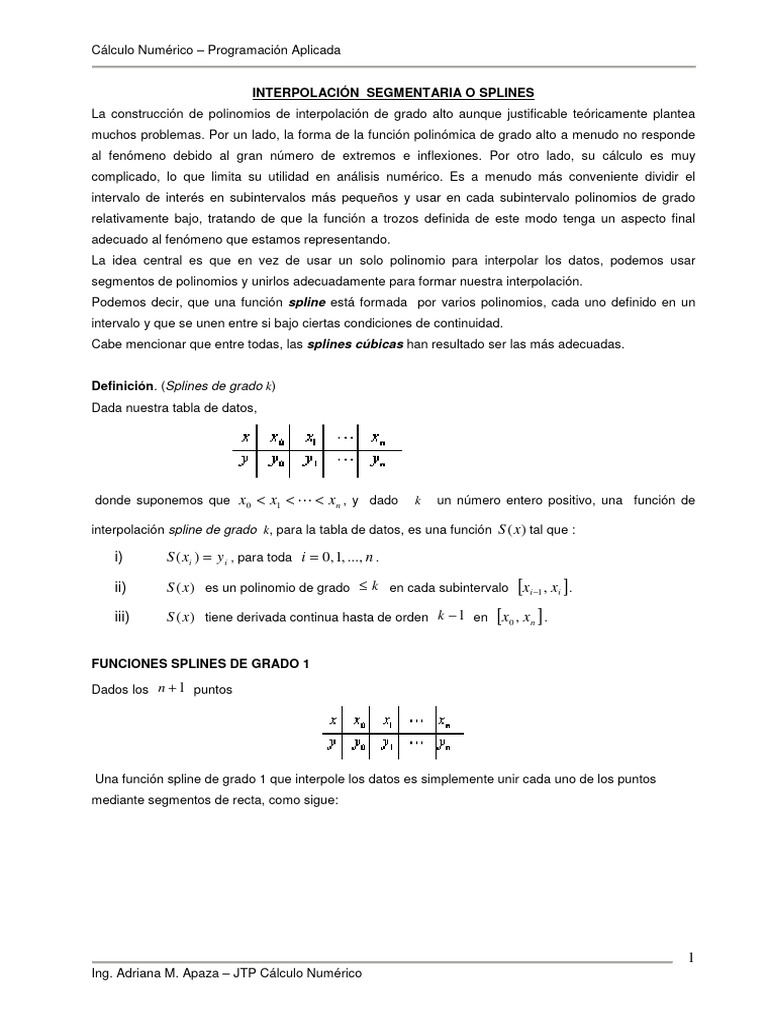 Interpolacion Con Splines | PDF | Spline (Matemáticas) | Algoritmos