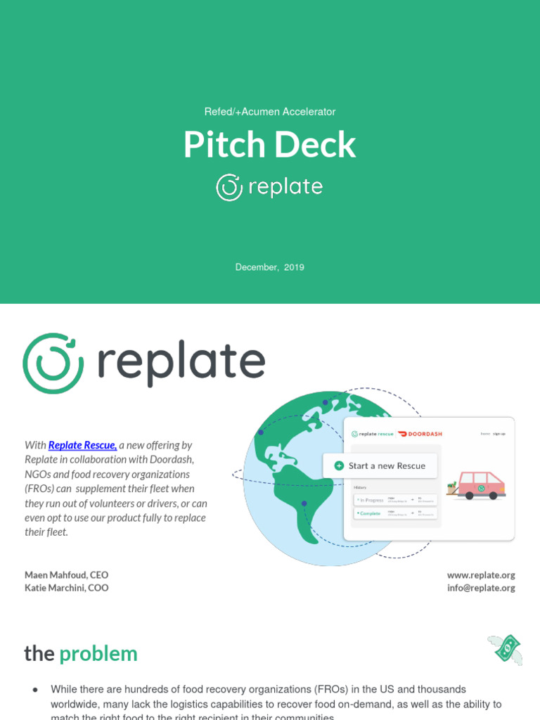 Replate PitchDeck | PDF | Market (Economics) | Subsidy