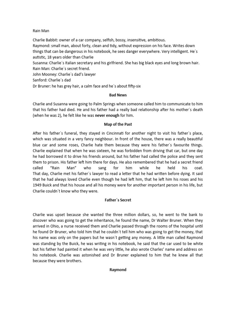 Rain Man Summary | PDF Rain Man Summary | PDF