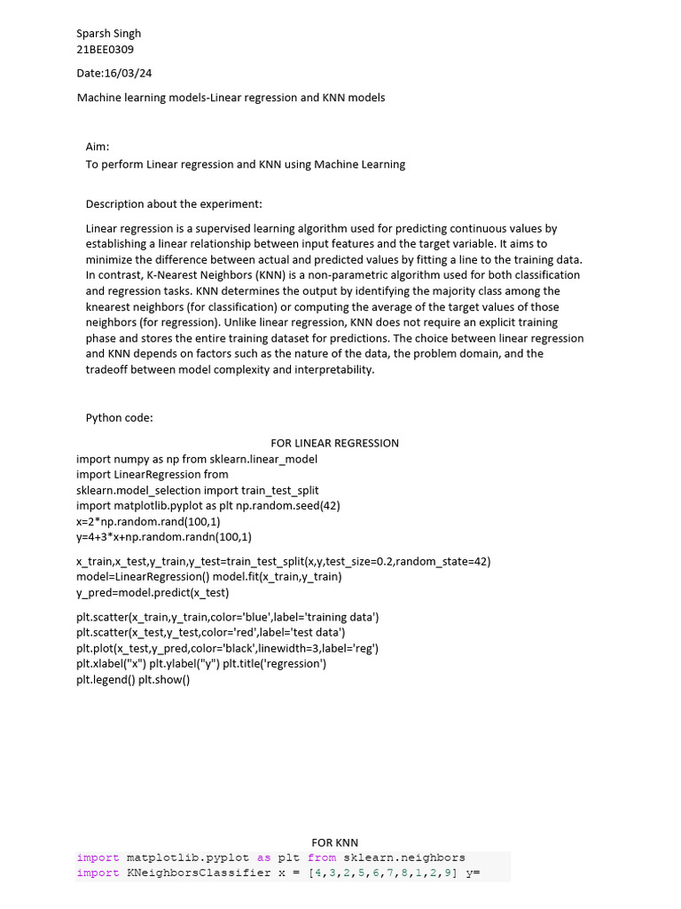 IOT DA 21bee0309 | PDF | Regression Analysis | Machine Learning