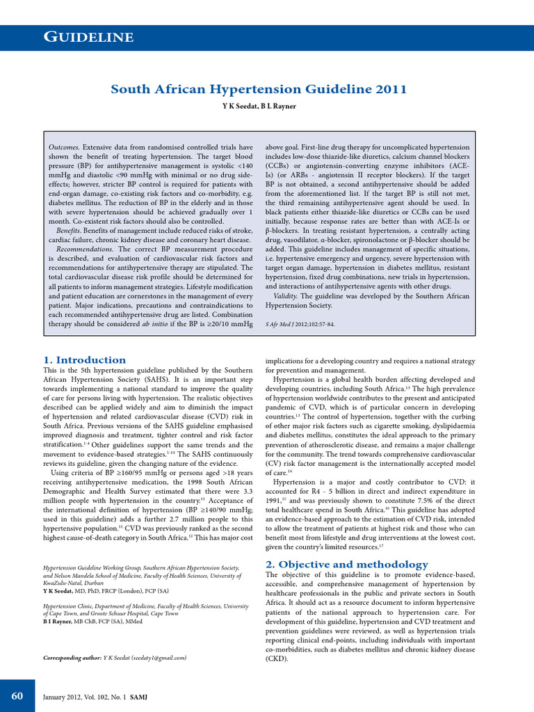 Sa Hypertension Guidelines Download Free Pdf Hypertension Blood