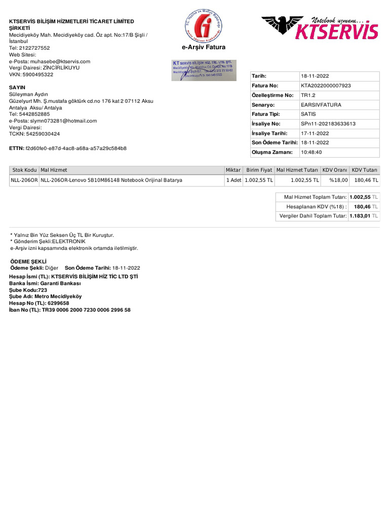 KTA2022000007923 fatura | PDF