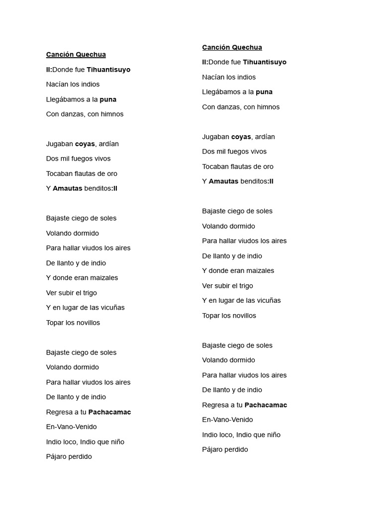 Canción Quechua | PDF | Arte | Religión y espiritualidad