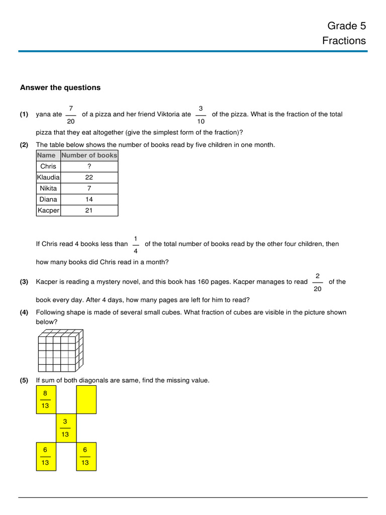 Grade 5 Fractions | PDF | Mathematics | Arithmetic