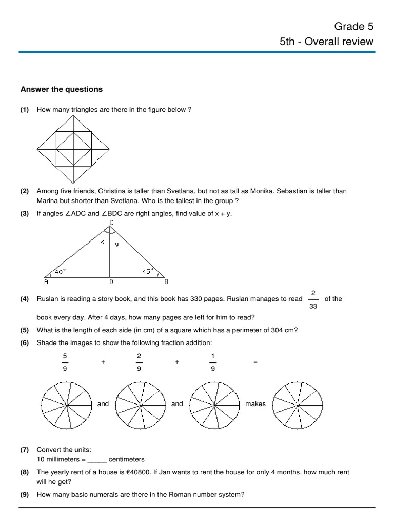 Grade 5 Full Year Review | PDF | Arithmetic | Mathematics