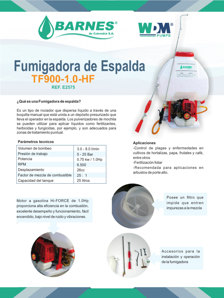 Ficha Tecnica Fumigadora TF 900 | PDF