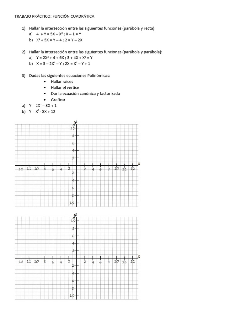 Trabajo Práctico Funcion Cuadratica | PDF