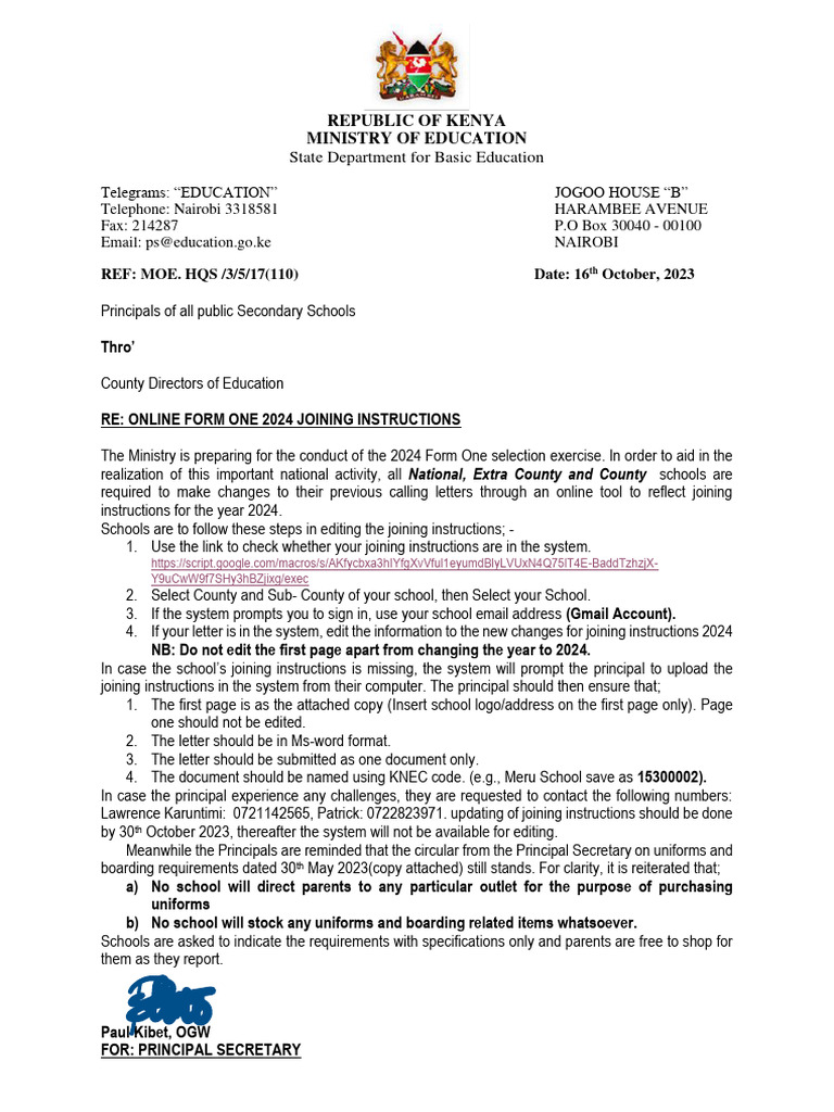 Form One 2024 Instructions Update | PDF | Computing