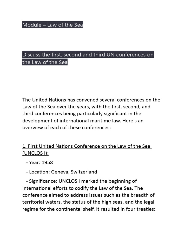 PIL Law of The Seas | PDF | Territorial Waters | United Nations Convention On The Law Of The Sea