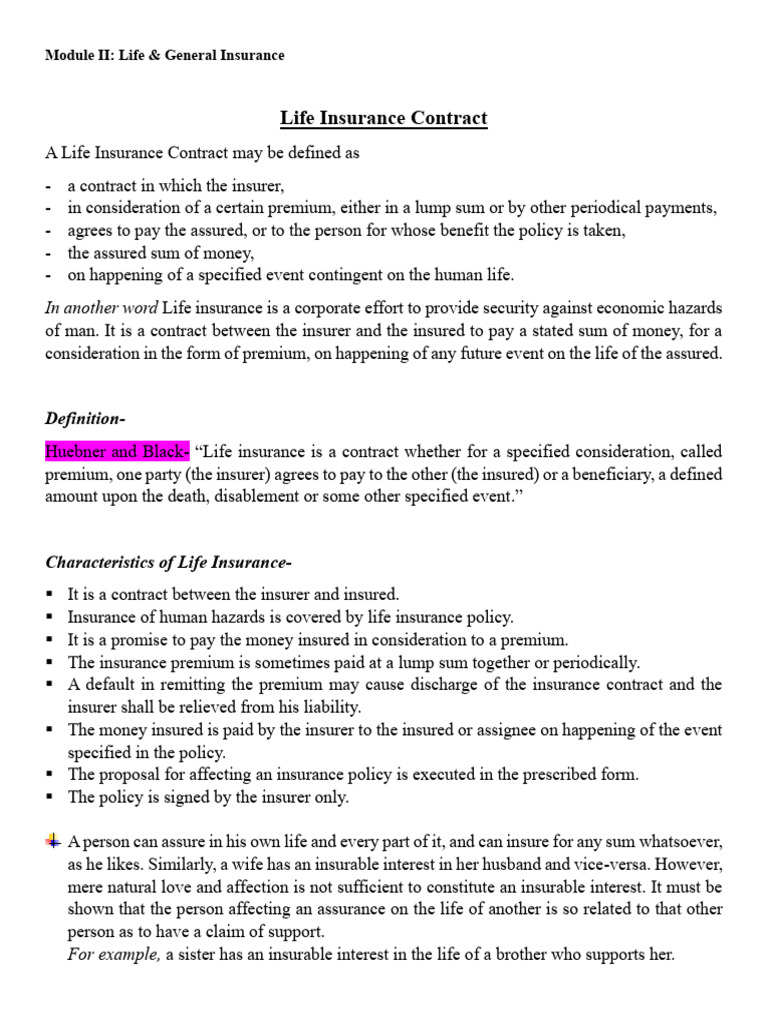 Insurance Law Module- 2 | PDF | Life Insurance | Insurance