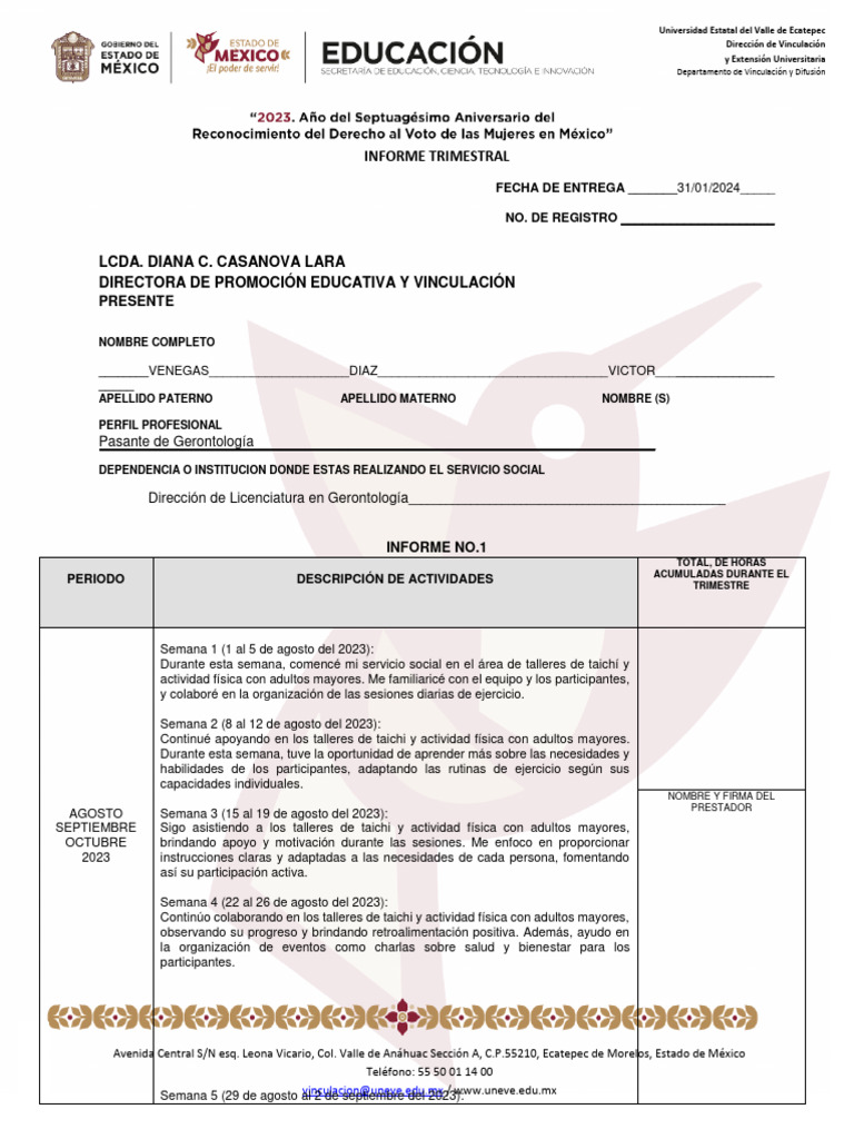 2do INFORME TRIMESTRAL 2024 | Descargar gratis PDF | Vejez | Tai Chi