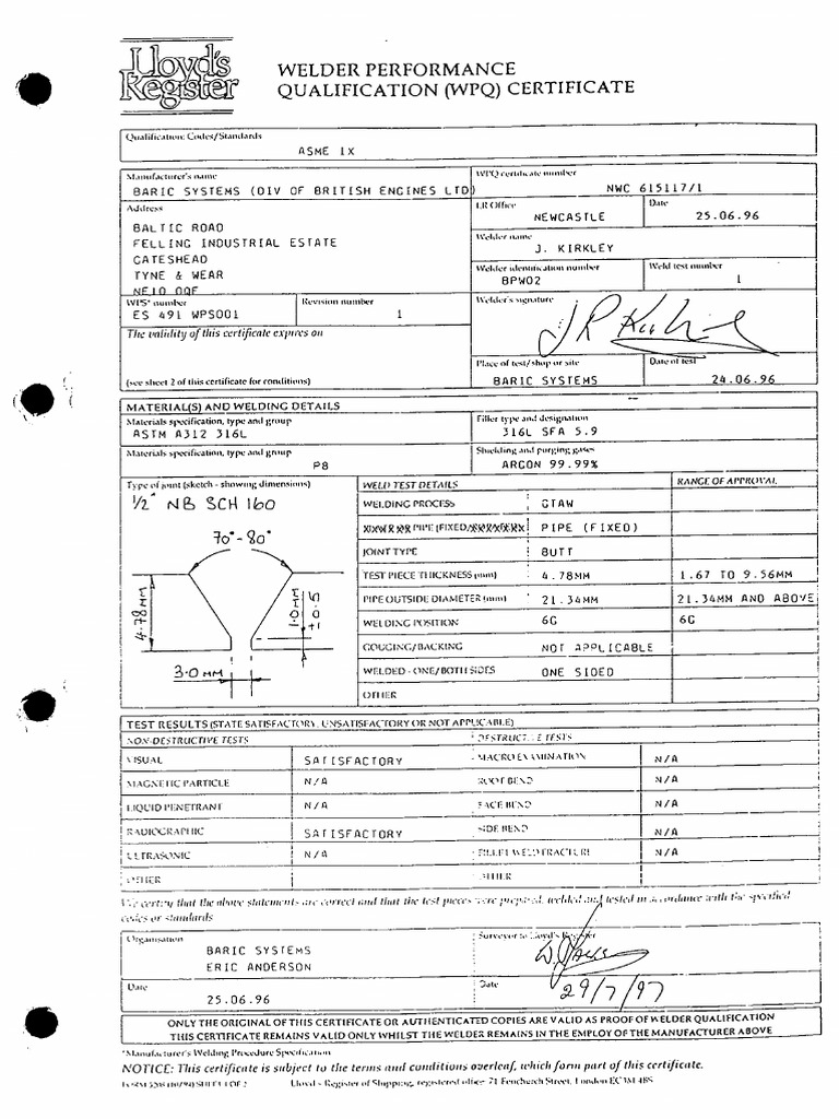Welding Perfomance Qualification WPQ ABS | PDF