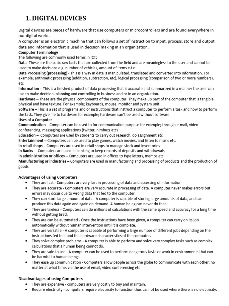 Year 7 11 ICT Notes | PDF | Operating System | Hard Disk Drive