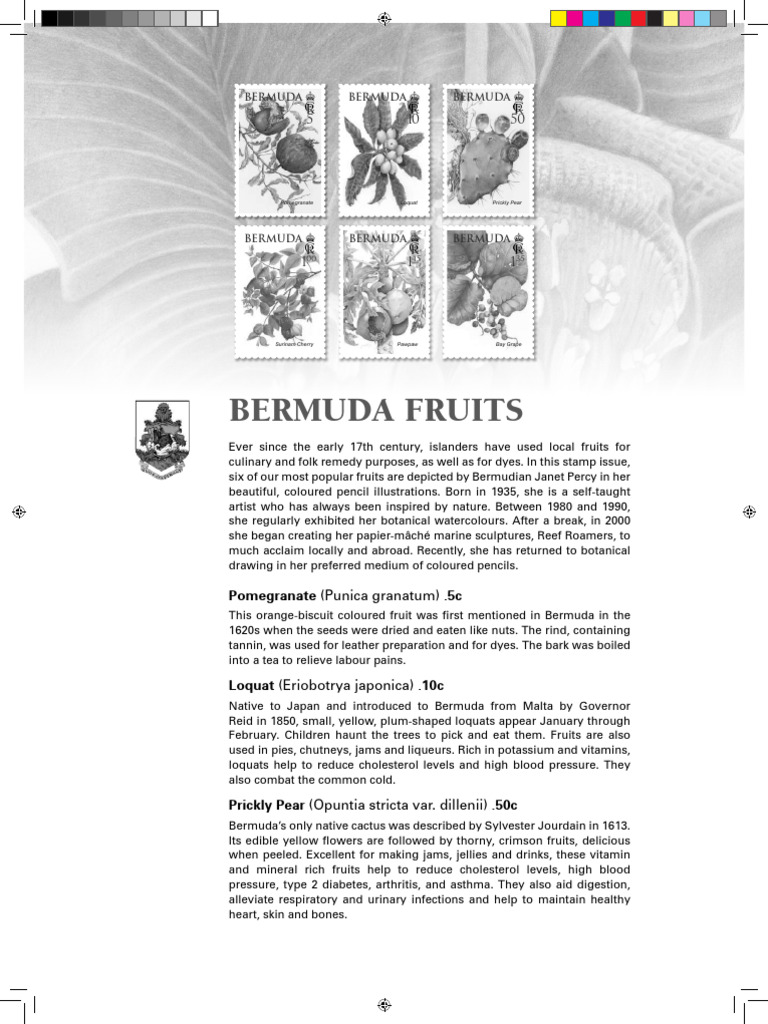 Bermuda Fruits Stamp Issue Linernotes Compressed | PDF | Pomegranate ...