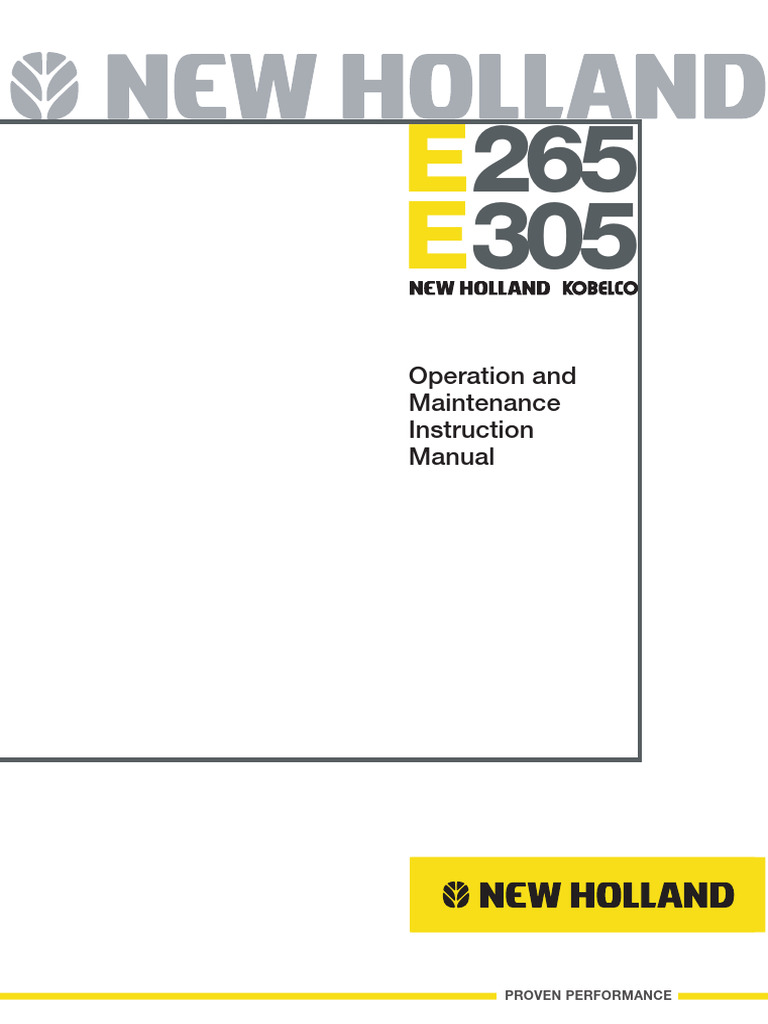 New Holland Kobelco E265 E305 Excavators Operation Maintenance ...