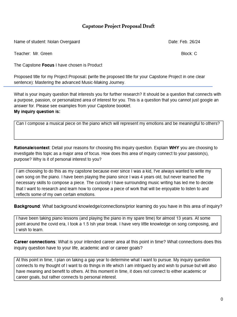 Capstone Draft Proposal | PDF | Mentorship | Cognitive Science