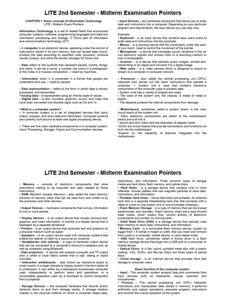 Chapter 1 - LITE | PDF | Computer Data Storage | Computer Hardware