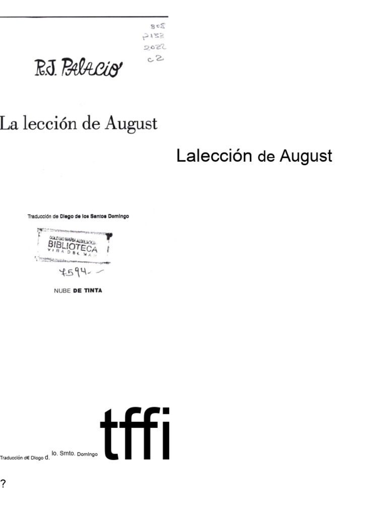 Plan Lector 6° La LECCIÓN DE AUGUST | PDF