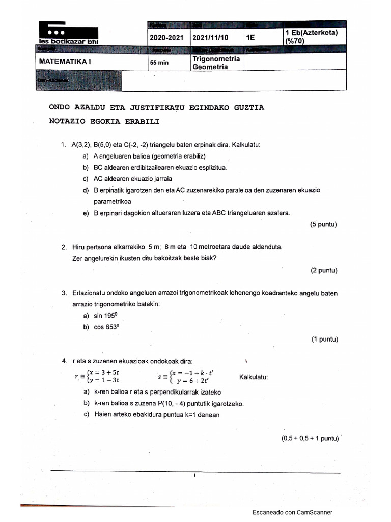 1ebal (Azterketa) - 1E | PDF