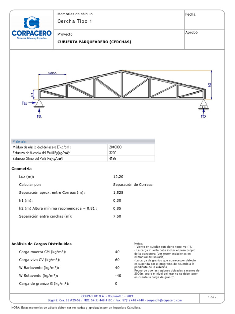 Memoria de Calculo Cerchas | PDF