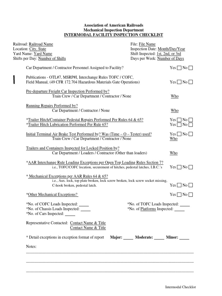 Intermodal Checklist | PDF | Intermodal Freight Transport | Trailer ...