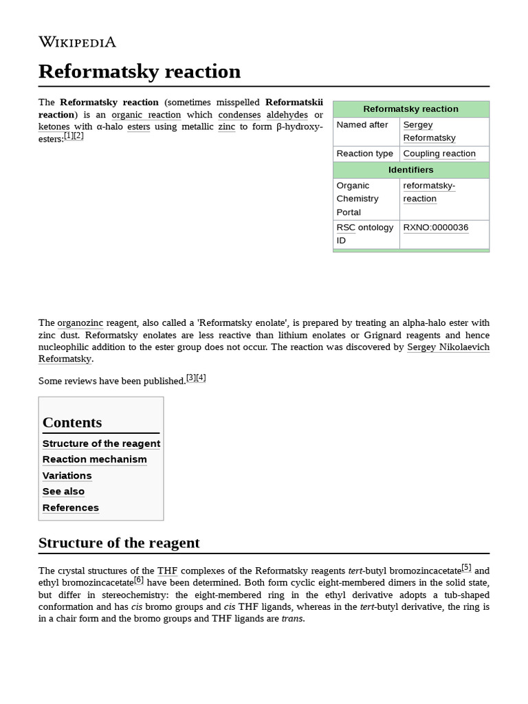Reformatsky Reaction | Download Free PDF | Unit Processes | Chemistry