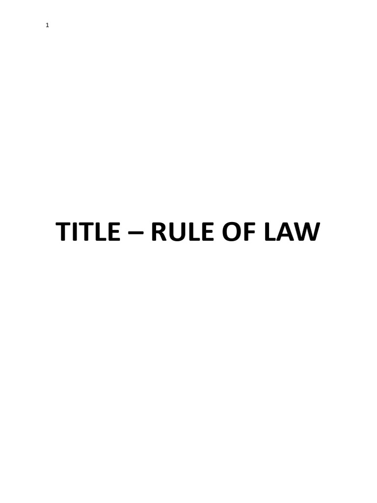 Rule of Law | PDF | Rule Of Law | Constitution