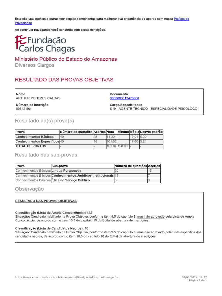 Fundação Carlos Chagas - Concursos Públicos e Certificações | PDF
