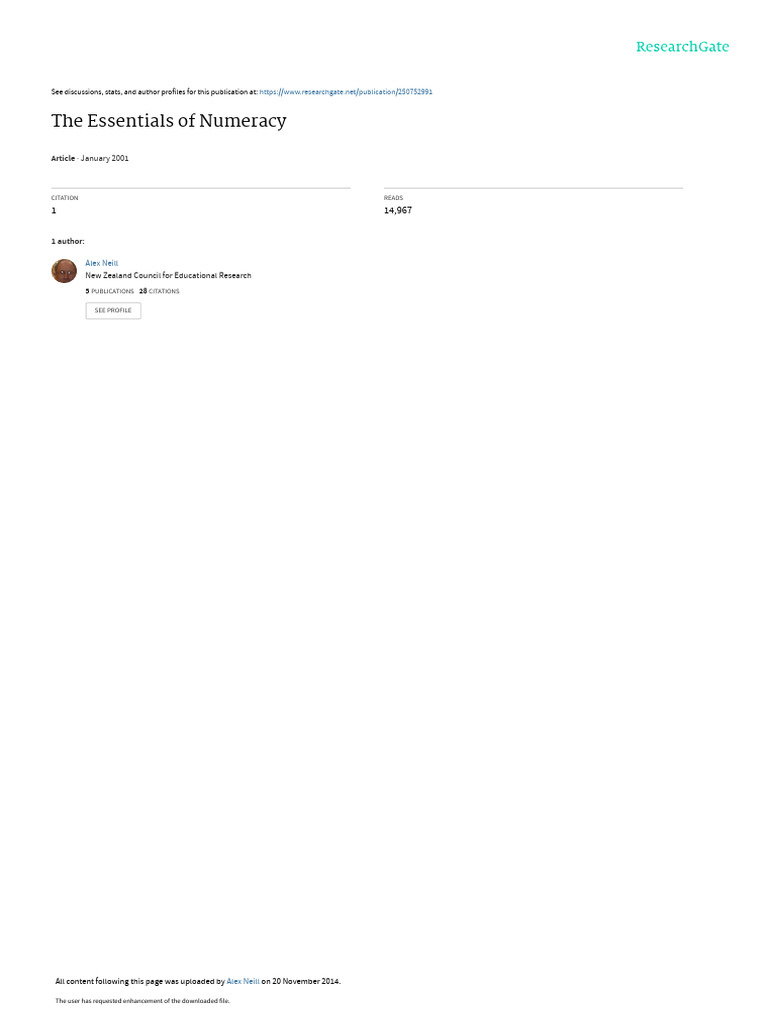 The Essentials of Numeracy | PDF | Mathematics | Literacy