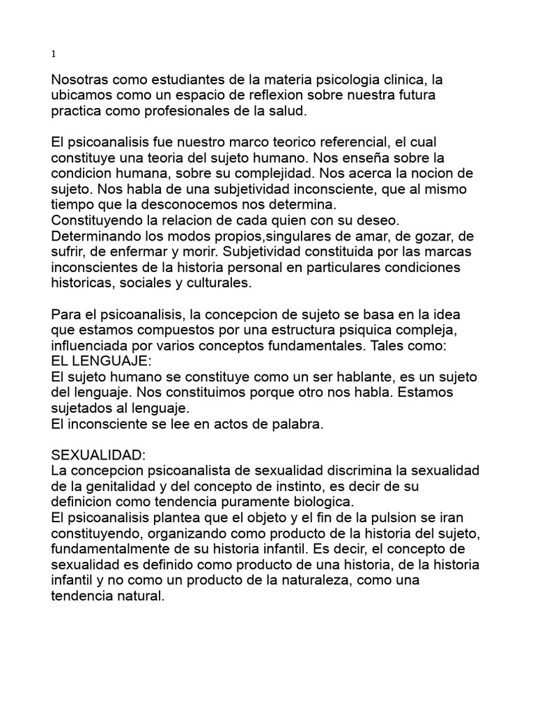 Psicologia Presentacion Parcial. 06 | PDF | Psicoanálisis | Mente inconsciente