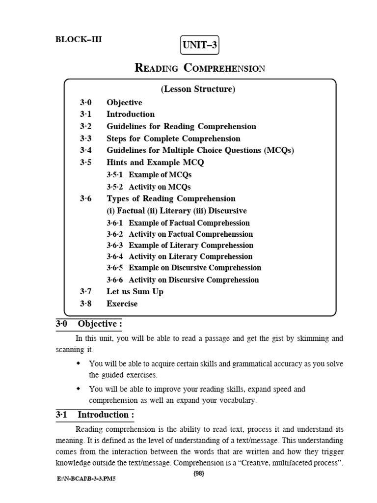 BCA Paper-I Block-3 Unit-3 | PDF | Mount Everest | Reading Comprehension