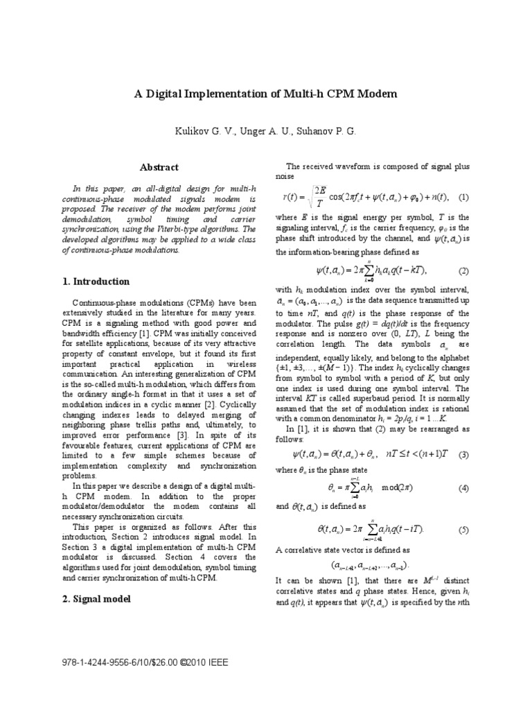 CPM Demodulation | PDF | Modulation | Modem