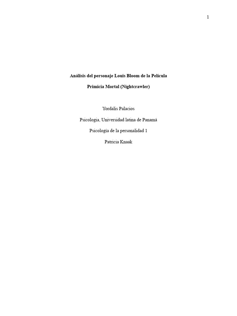 Análisis Psicológico de Louis Bloom en Nightcrawler | PDF | Terapia ...