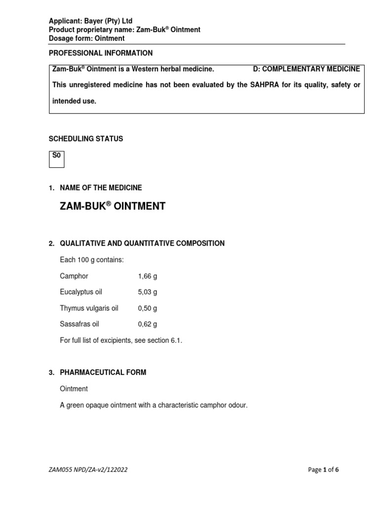 Zam-Buk Ointment - PI - ZA-v2 122020 | PDF | Topical Medication ...