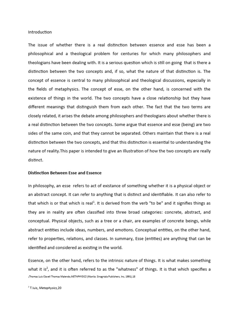 Distinction Between Esse and Essence | PDF | Essence | Existence
