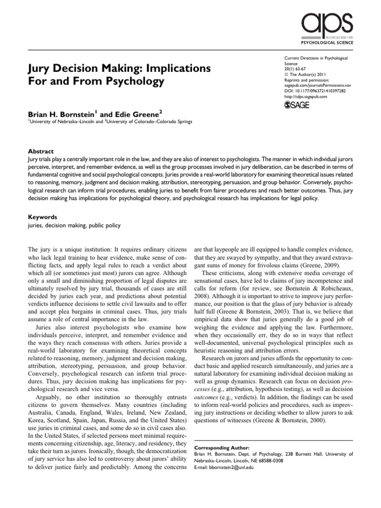 Jury Decision Making | PDF | Psychology | Decision Making