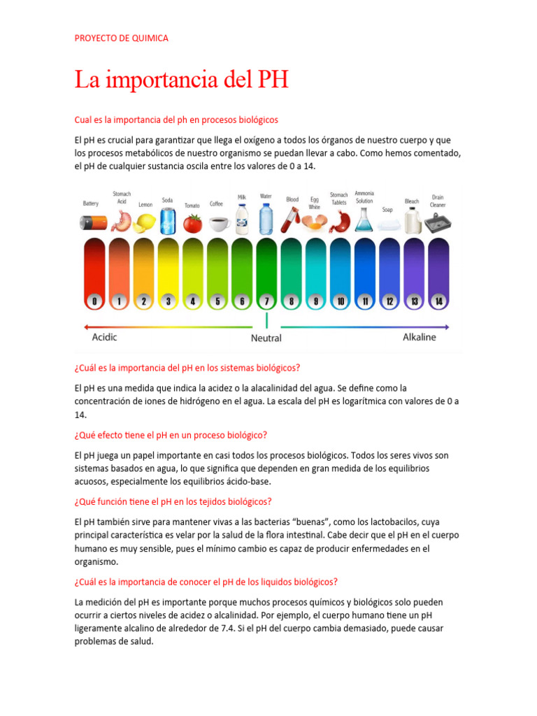 Importancia del pH en Biología y Naturaleza | PDF | Ph | Ácido