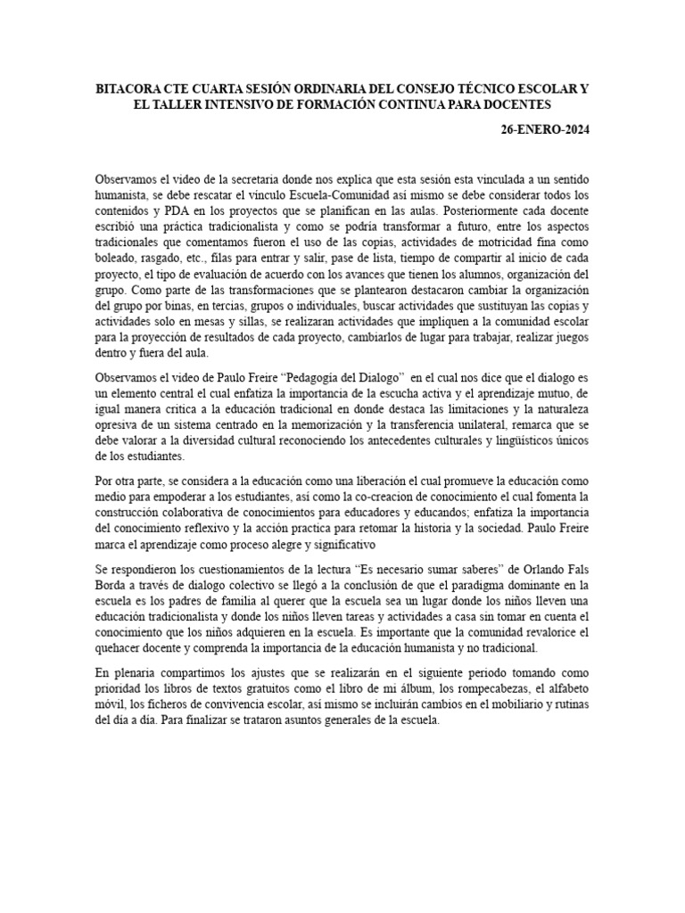 Bitacora 4ta Sesion Cte | PDF | Escuelas | Evaluación