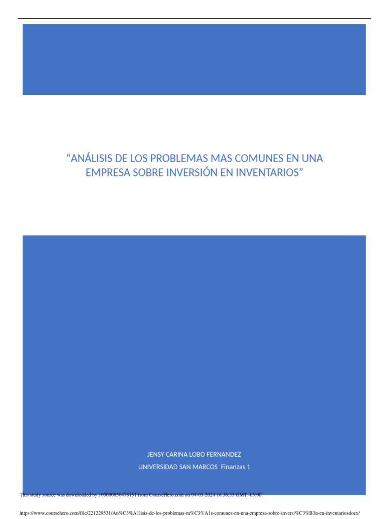 An Lisis de Los Problemas M S Comunes en Una Empresa Sobre Inversi N en Inventarios | PDF ...
