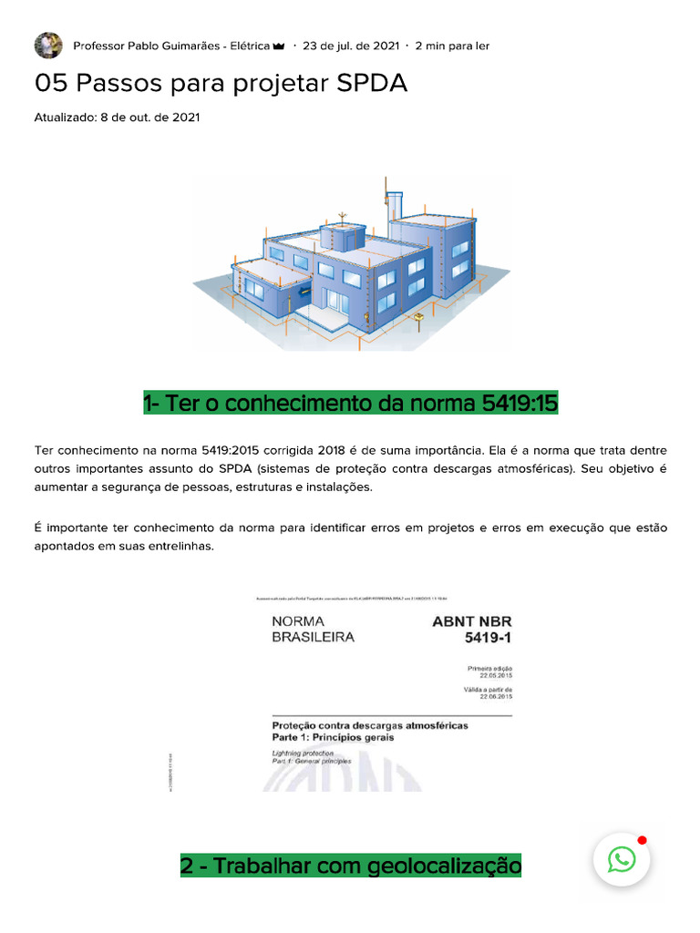 05 Passos para Projetar SPDA | PDF