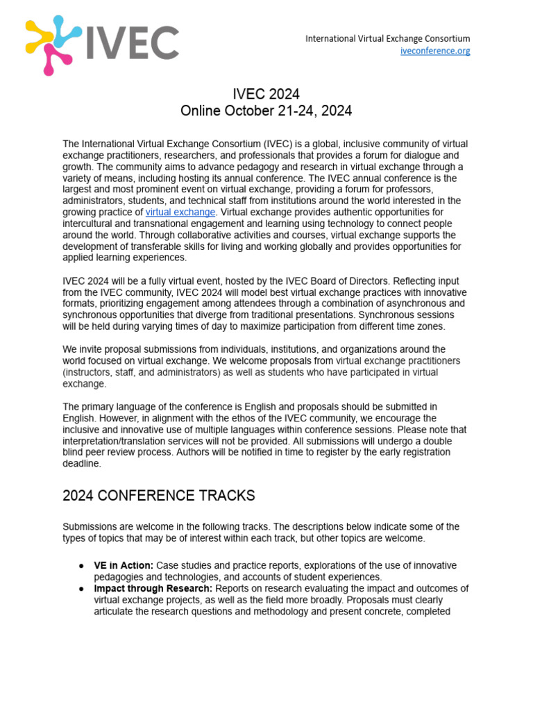 IVEC 2024: Global Virtual Exchange Summit | PDF | Pedagogy | Policy