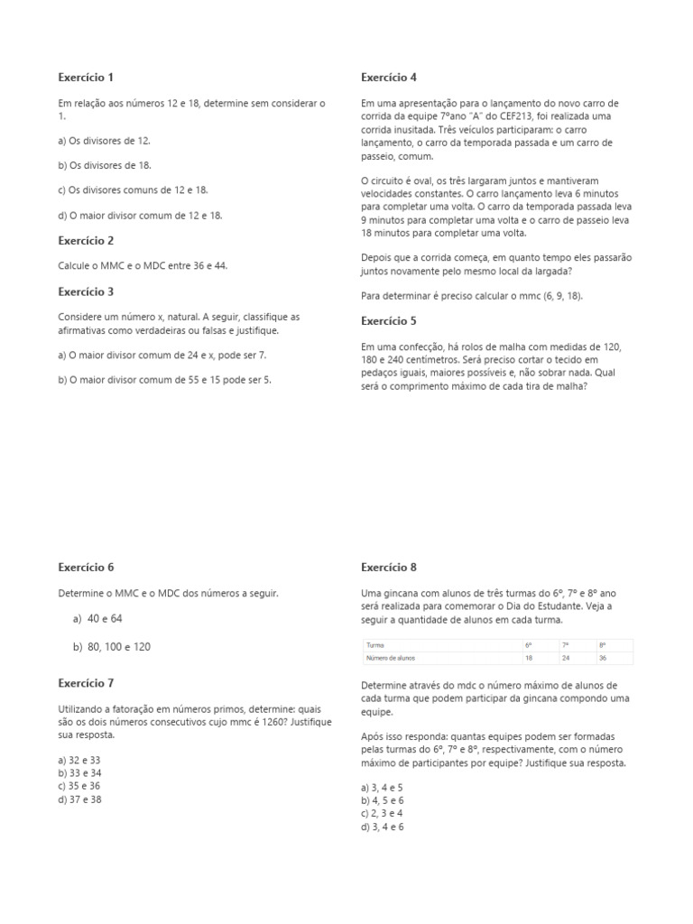 atividade para o 7ano | PDF