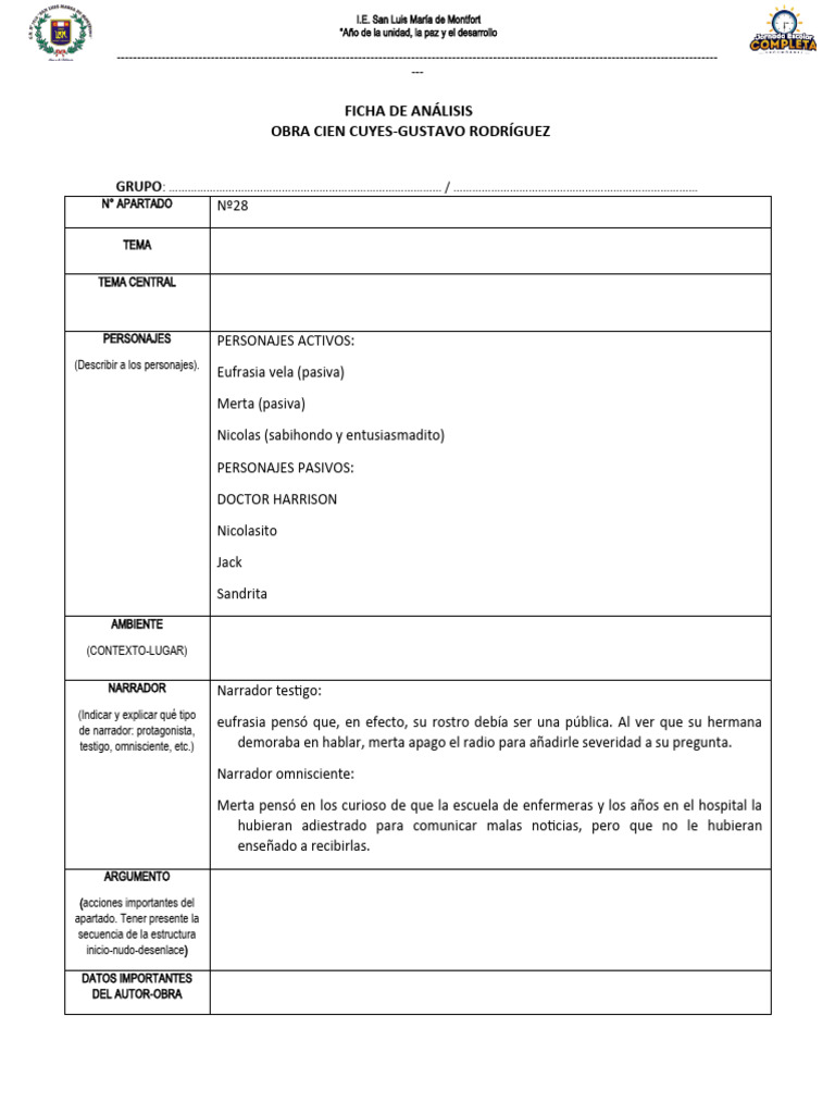 Ficha AnÁlisis Obra Cien Cuyes Gaaa Pdf