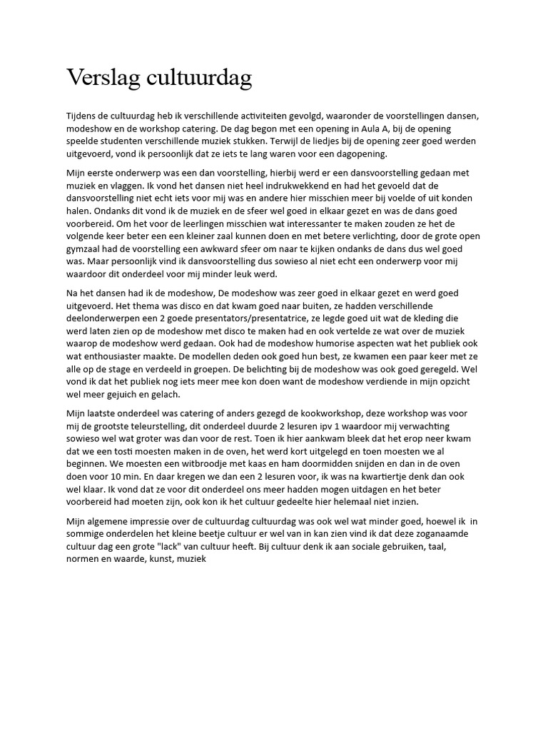 Verslag Cultuurdag | PDF