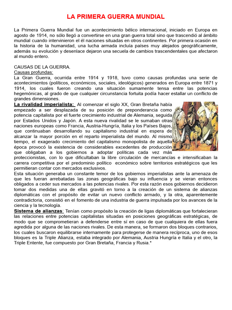 Causas de la Primera Guerra Mundial | PDF | Austria Hungría | Primera ...