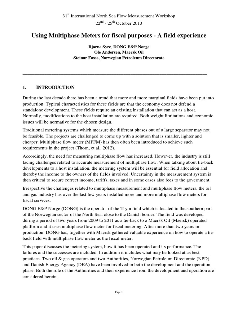 01 Using Multiphase Meters Syre | PDF | System | Flow Measurement